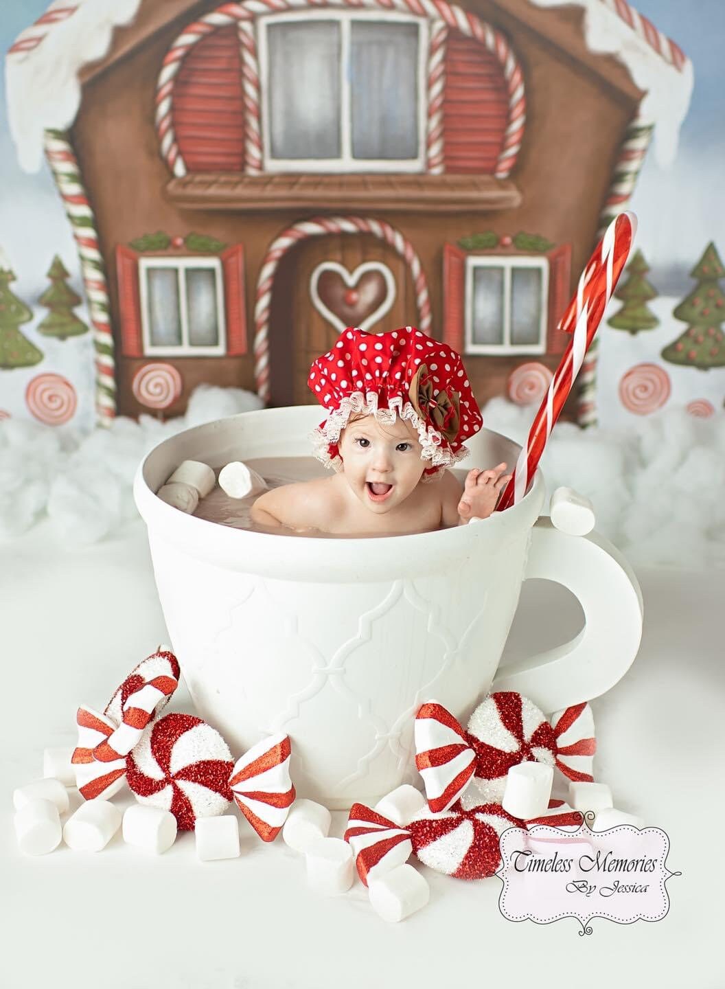 Hot Cocoa Bath Caps/hat and Bow Tie, Hot Cocoa Photo Props, 6-12 Photo ...