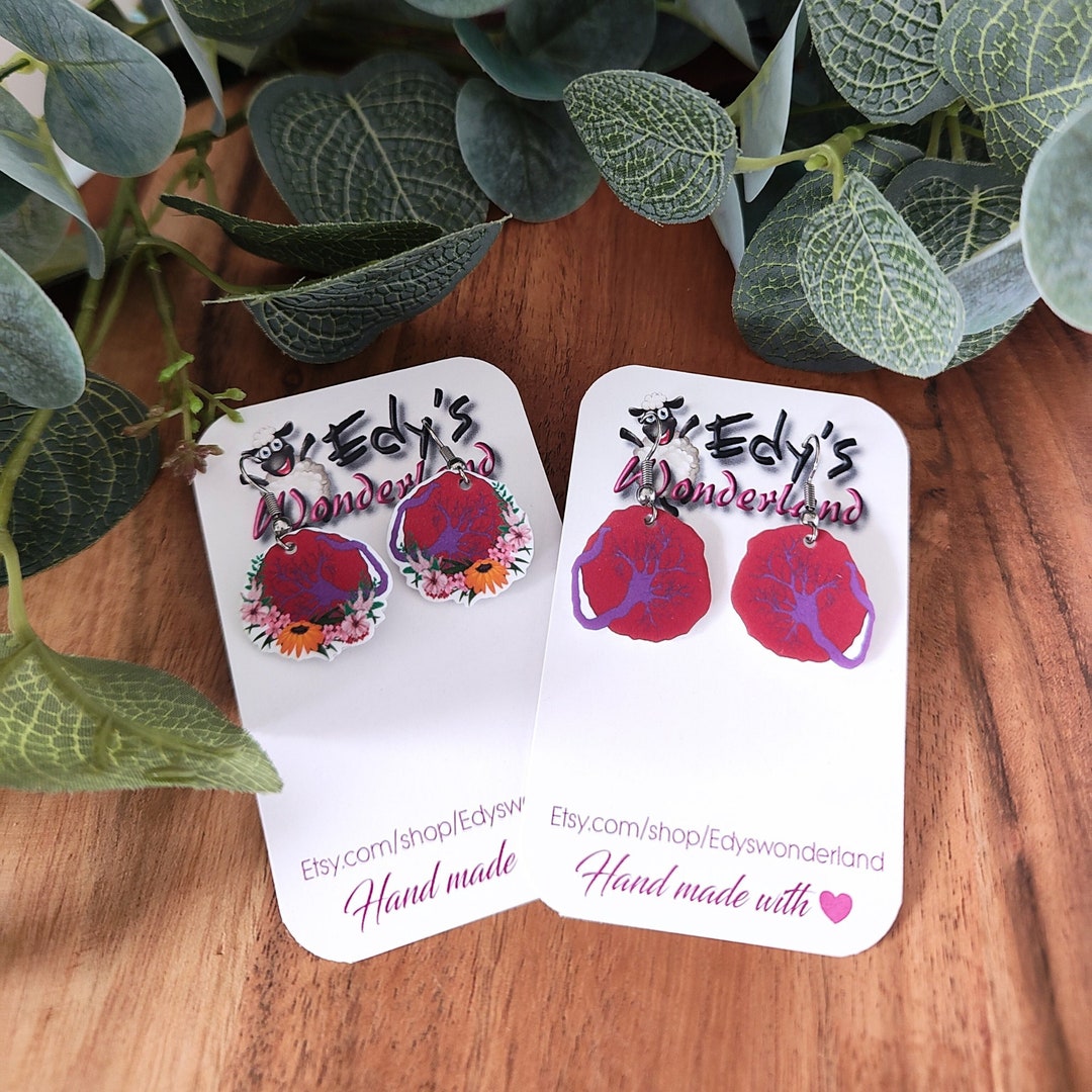 Placenta Dangles Earrings, Gift for Midwife, Doula, Gynecology - Etsy