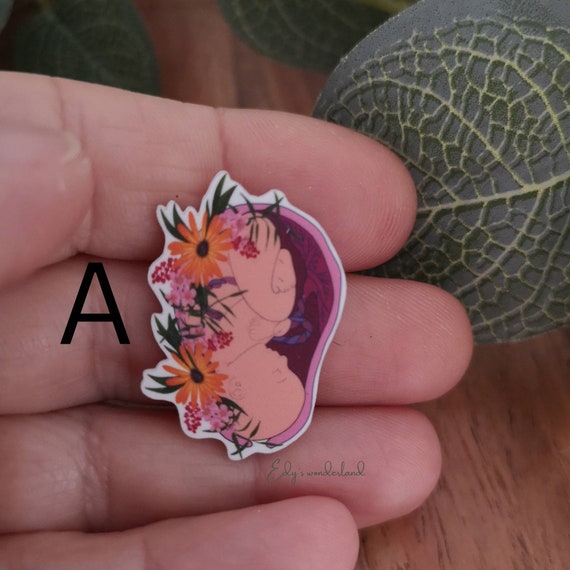 Pin baby in the womb placenta aesthetic flowers. Gift brooch for midwife doula. Etsy