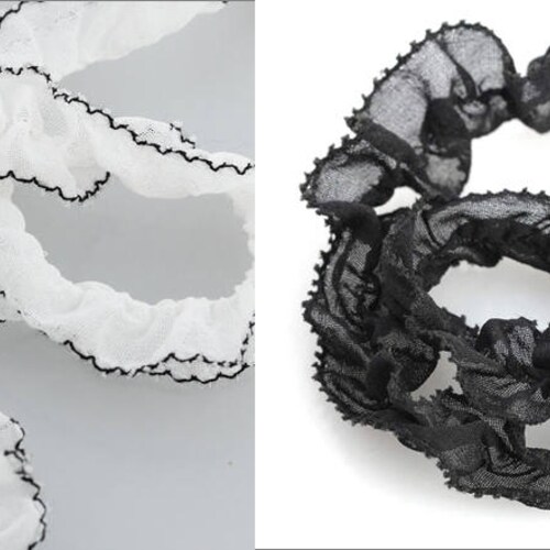 10 Yards Black Ruffled Trim With Velvet Dots Pleated Frill | Etsy