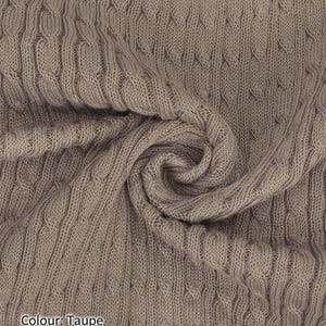 Taupe, Cable Twist Knit Fabric, Selvage Edge, Knitted Sweater Style ...