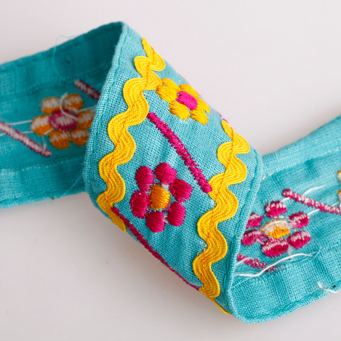 Patchwork Style Embroidery and Rick Rack Ribbon Trimming - Etsy UK