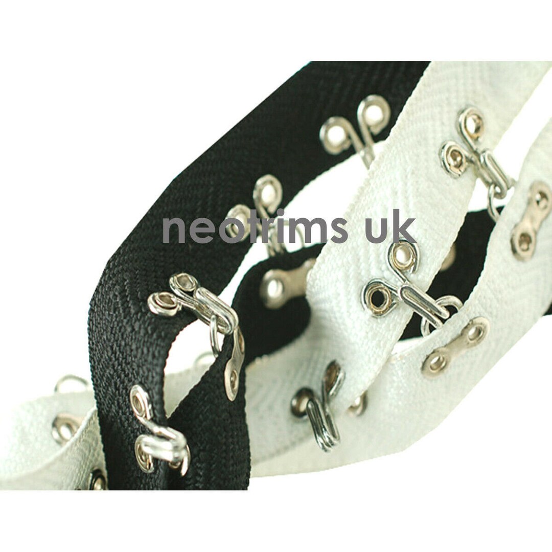 Neotrims Big Hook and Eye Tape Twill Ribbon Trim,black White. Jumbo ...