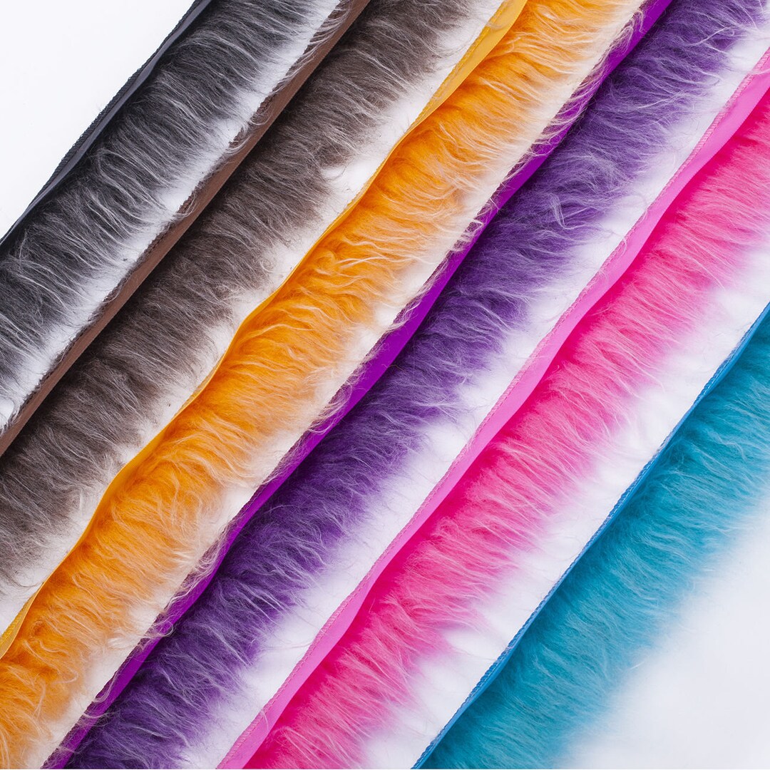 Fake Faux Two-tone Fur Woolly Fringe Trimming Satin Ribbon; by the Yard ...