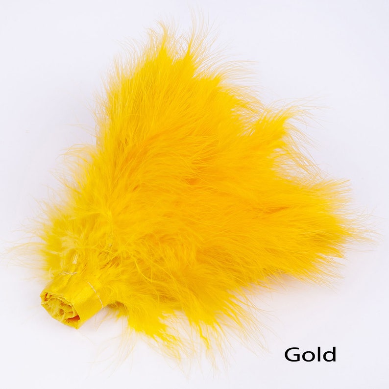 Feather Trim 1 Yard Gold Fluffy Turkey Feather Fringe Trim - Old ...
