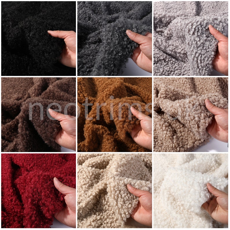 Fur Fabric Faux Sheeps Wool Curly Boucle Looped Plush Furry Vegan ...