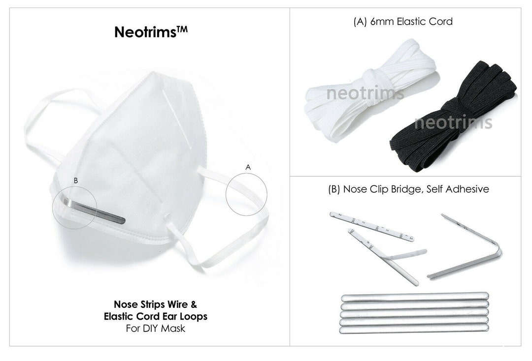 Nose Strips Wire for Mask & Elastic Cord Ear Loops for DIY Face Making ...