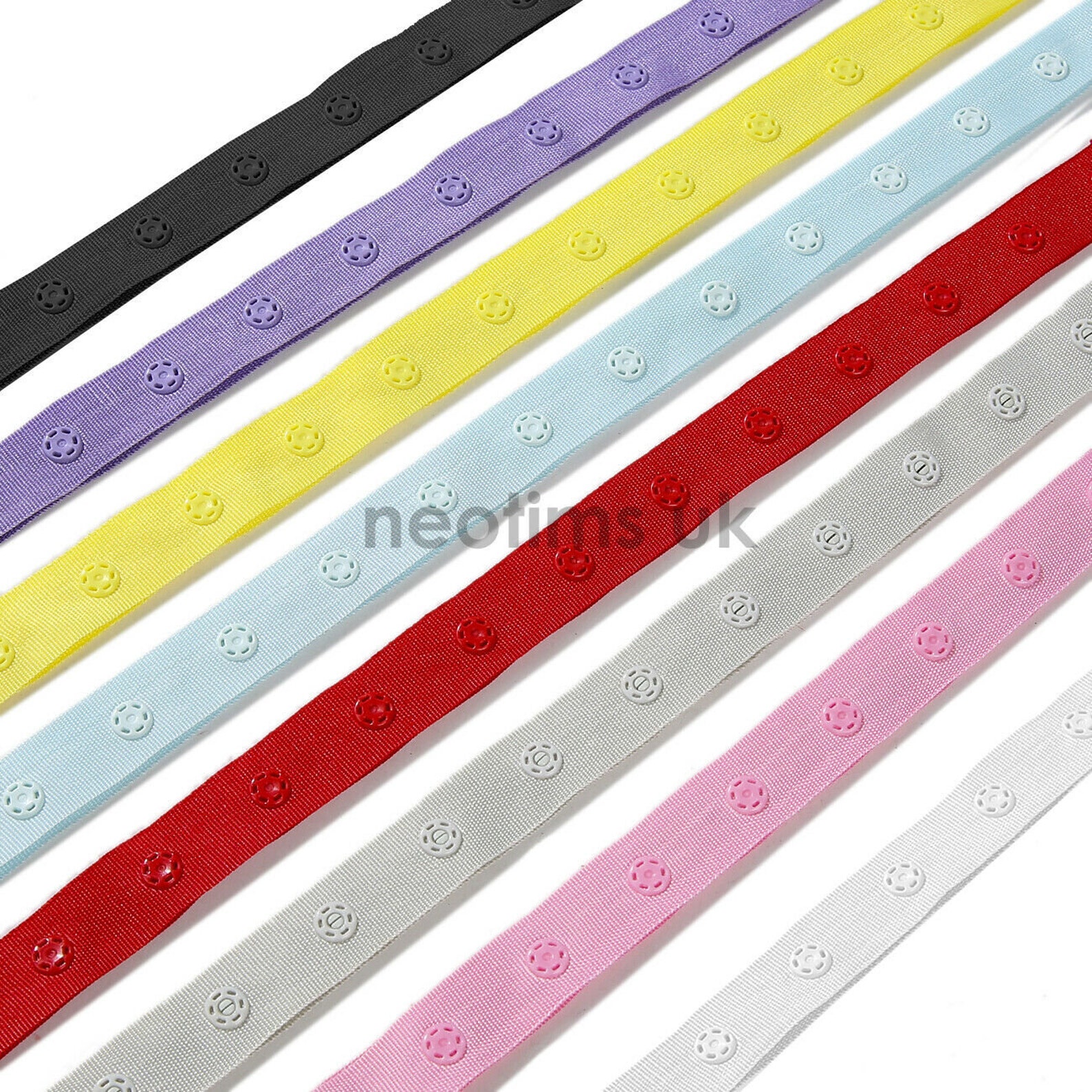 Snap Popper Tape Ribbon,press Stud Fastening Trim. 2.5cms Spacing ...