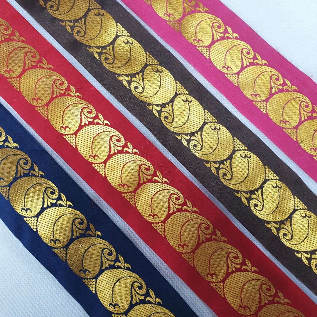 Decorative Indian Style Metallic Gold Ribbon Paisley Ribbon Available ...