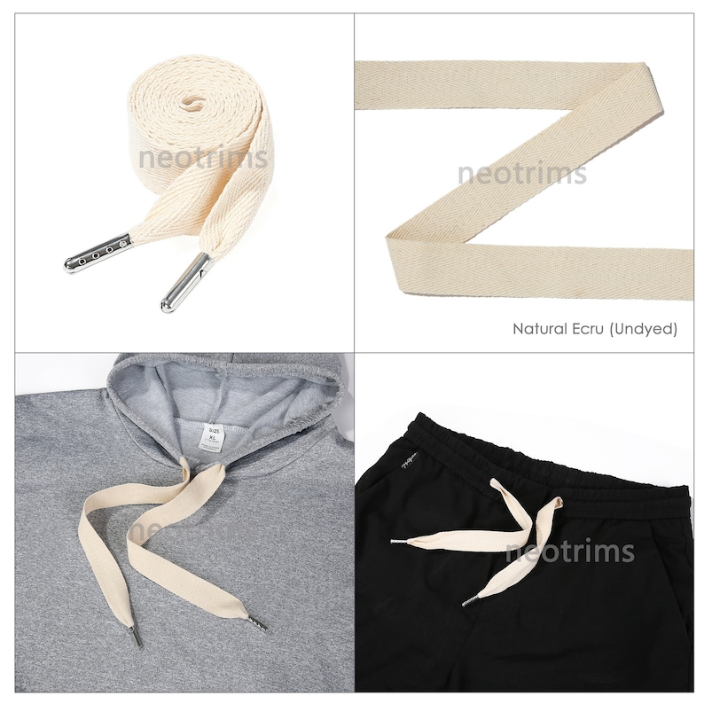 Flat Cotton Drawstring Cord,hoodie Joggers Drawcord String With Metal ...