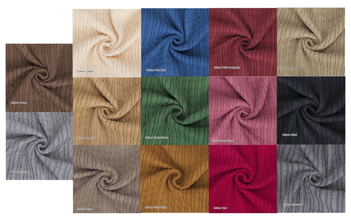 Charcoal Cable Twist Knit Fabric Selvage Edge Knitted - Etsy