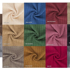 Cream, Cable Twist Knit Fabric, Selvage Edge, Knitted Sweater Style ...