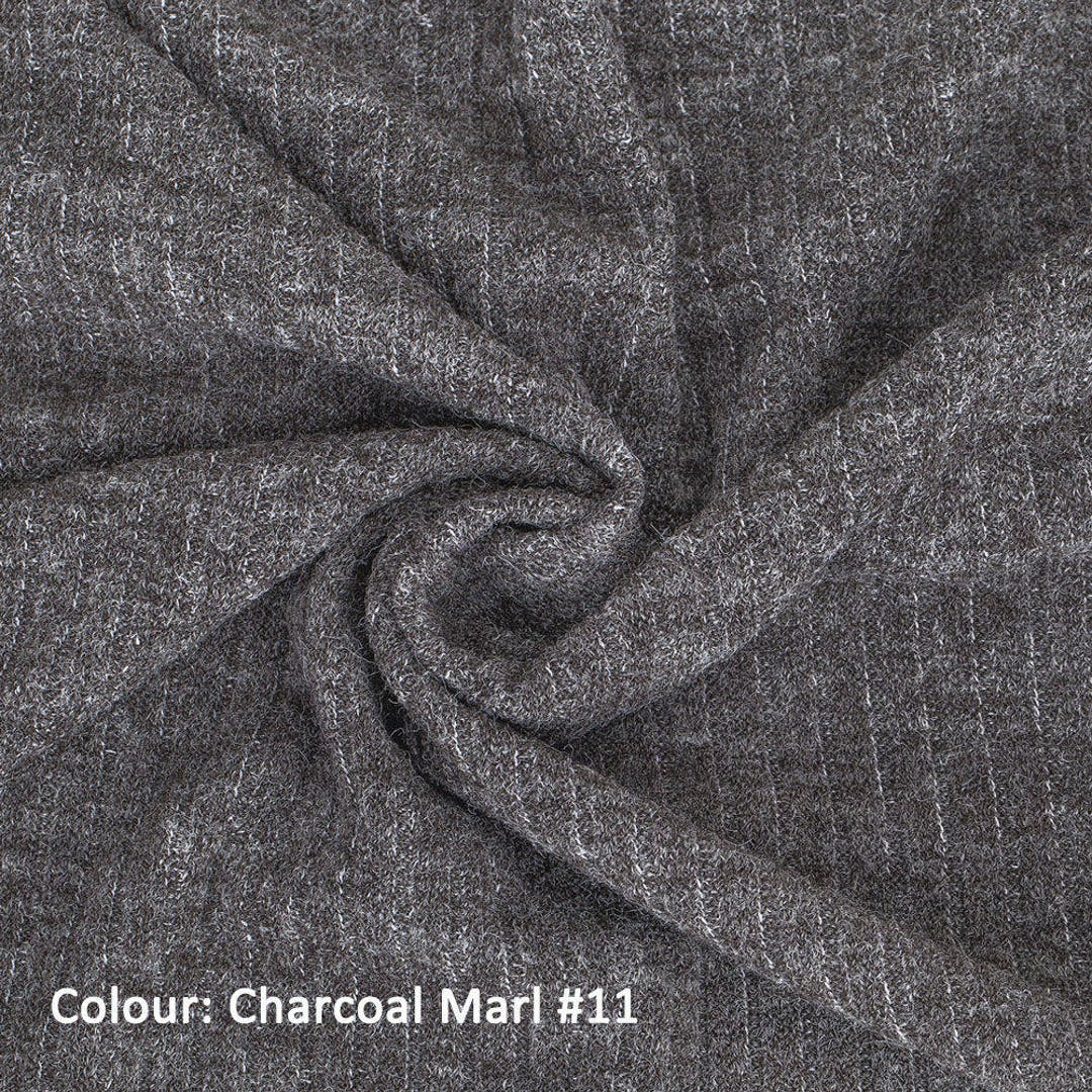Charcoal Marl, 1 Meter, 4x2 Rib Effect Knit Jersey Fabric, Stretch ...