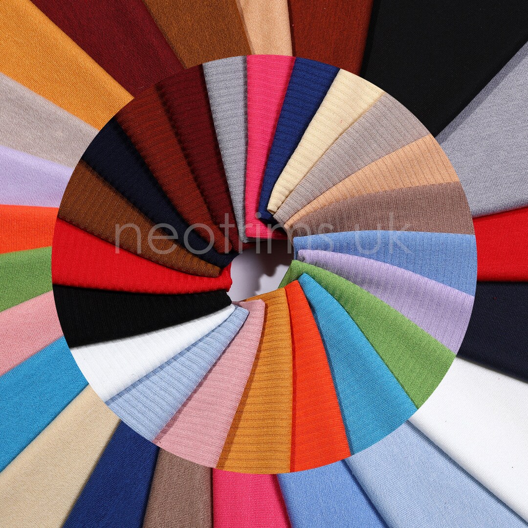 Ribbed Knit Fabric Jersey Stretch Material Plain and Rib Pattern Mix ...
