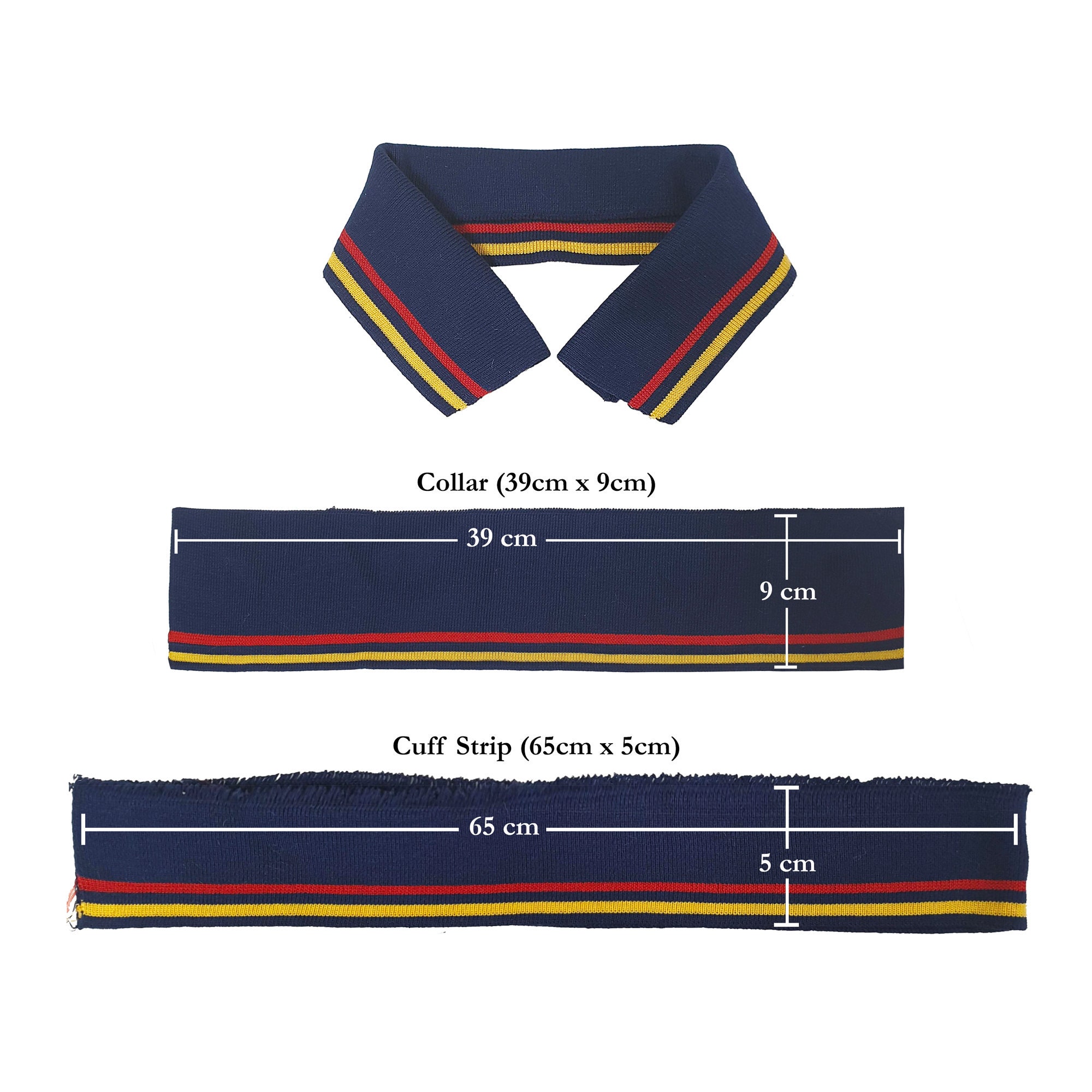 Knit Rib Collar and Cuff Set to Revamp Polo Shirts or New Garments, Plain or Striped Limited ...