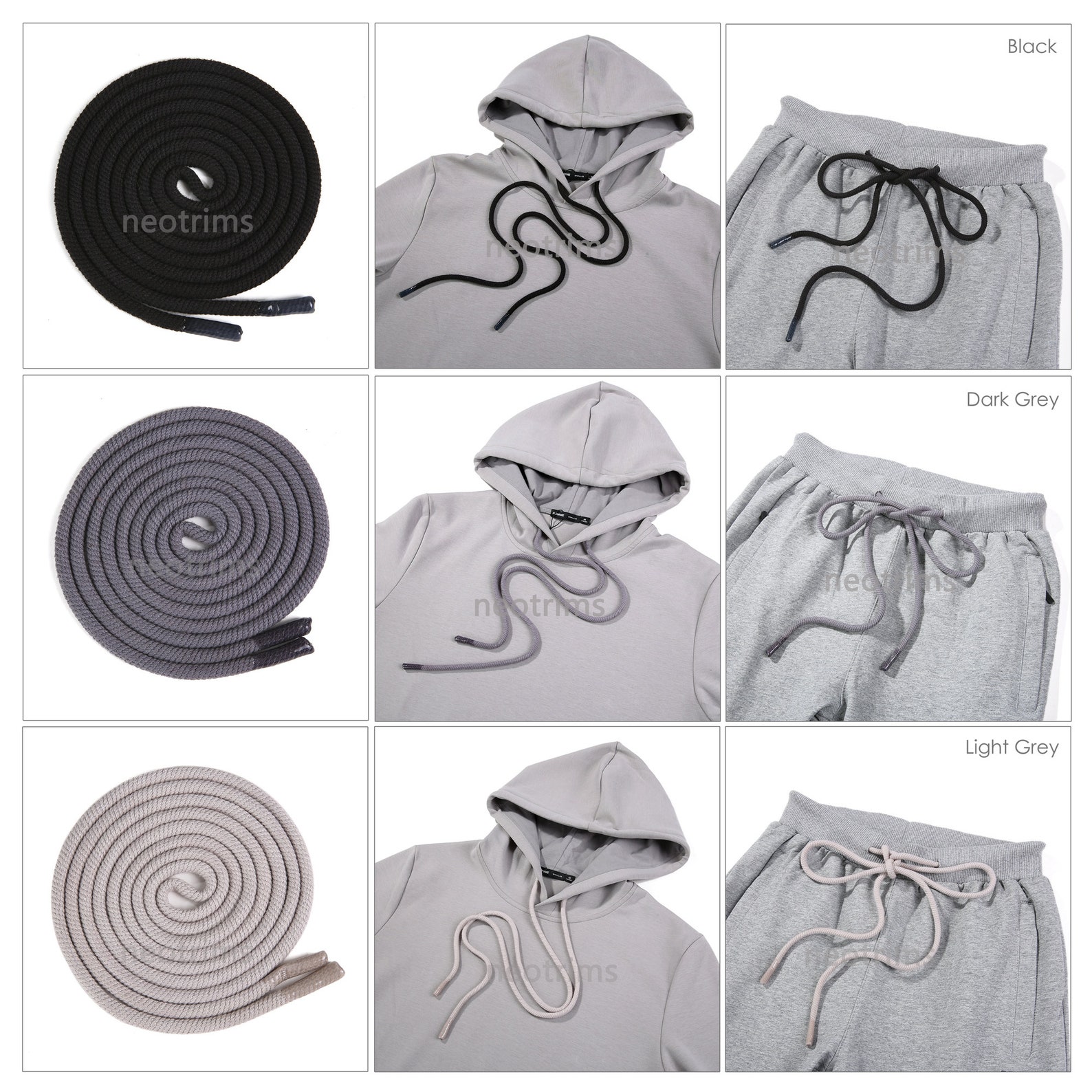 Hoodie Drawstring Cord,tipped Stoppers 100% Cotton.finest Quality Round ...