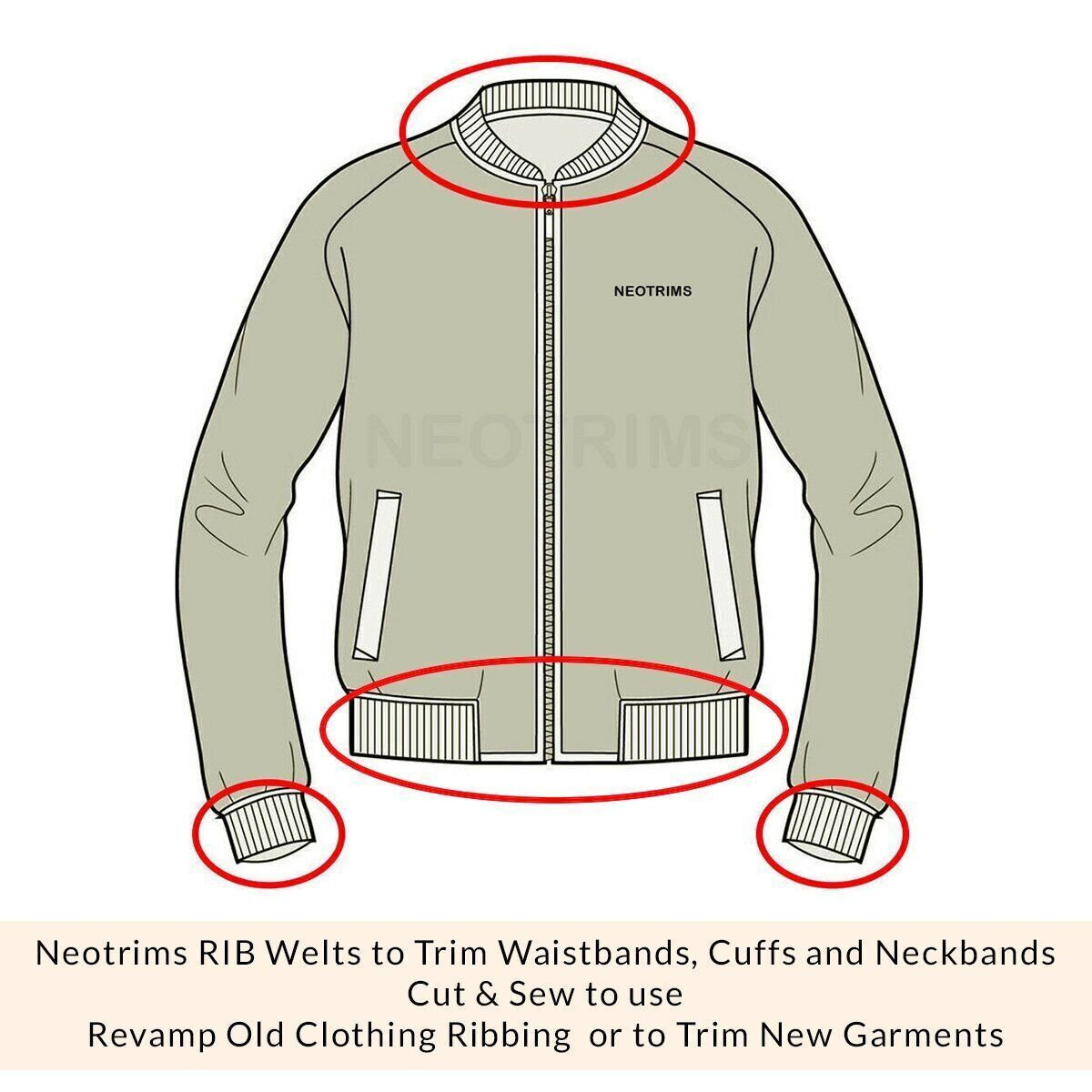 Knit Rib Elastane Waistbands Ribbing Strip,neotrims Stretch 2 X 2 ...