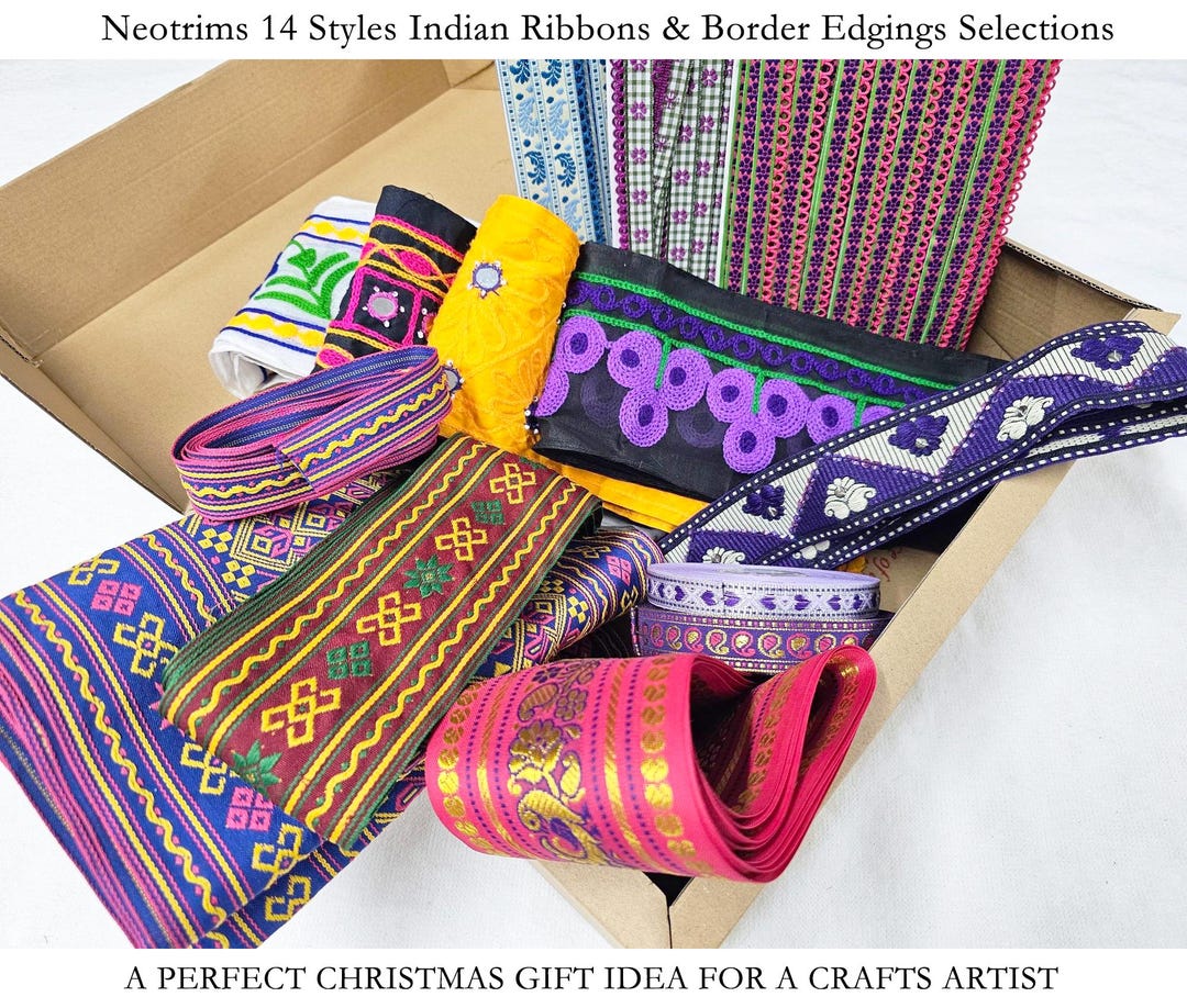 Indian Ribbons Trims Mix of 14 Designs,decoration Sari Aztec Trimmings ...