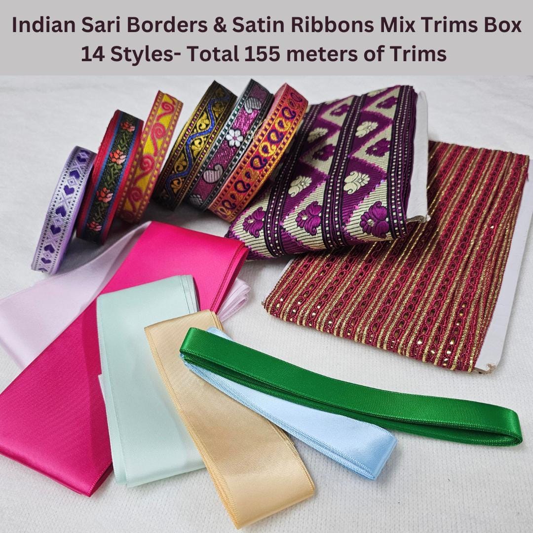Mix Indian Ribbons Satin Fabric Trims Crafts Bundle 155meters ...