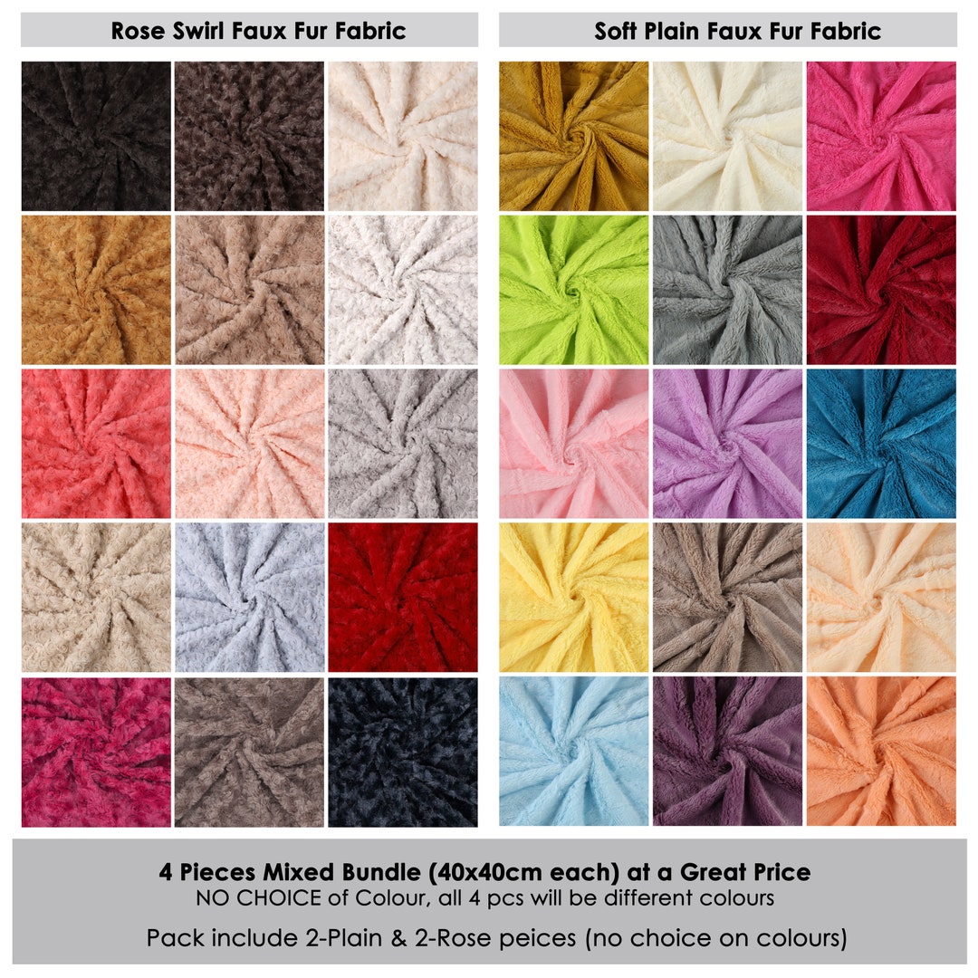 Faux Fur Fabric CLEARANCE Fat Squares,4 Pieces Mix Bundle,no Choice of ...