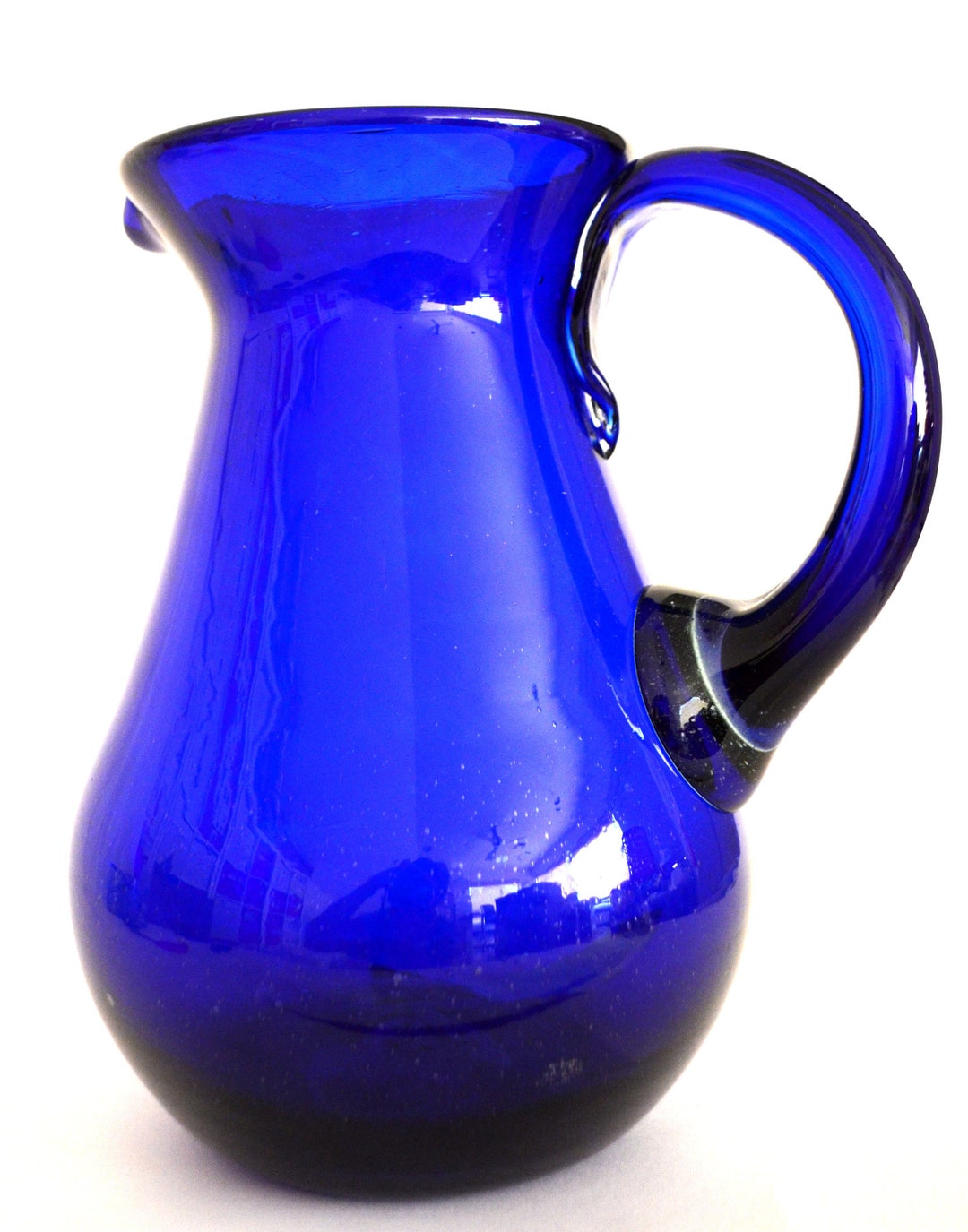 Hand Blown Blue Glass Pitcher Pear Shape 80 Oz - Etsy