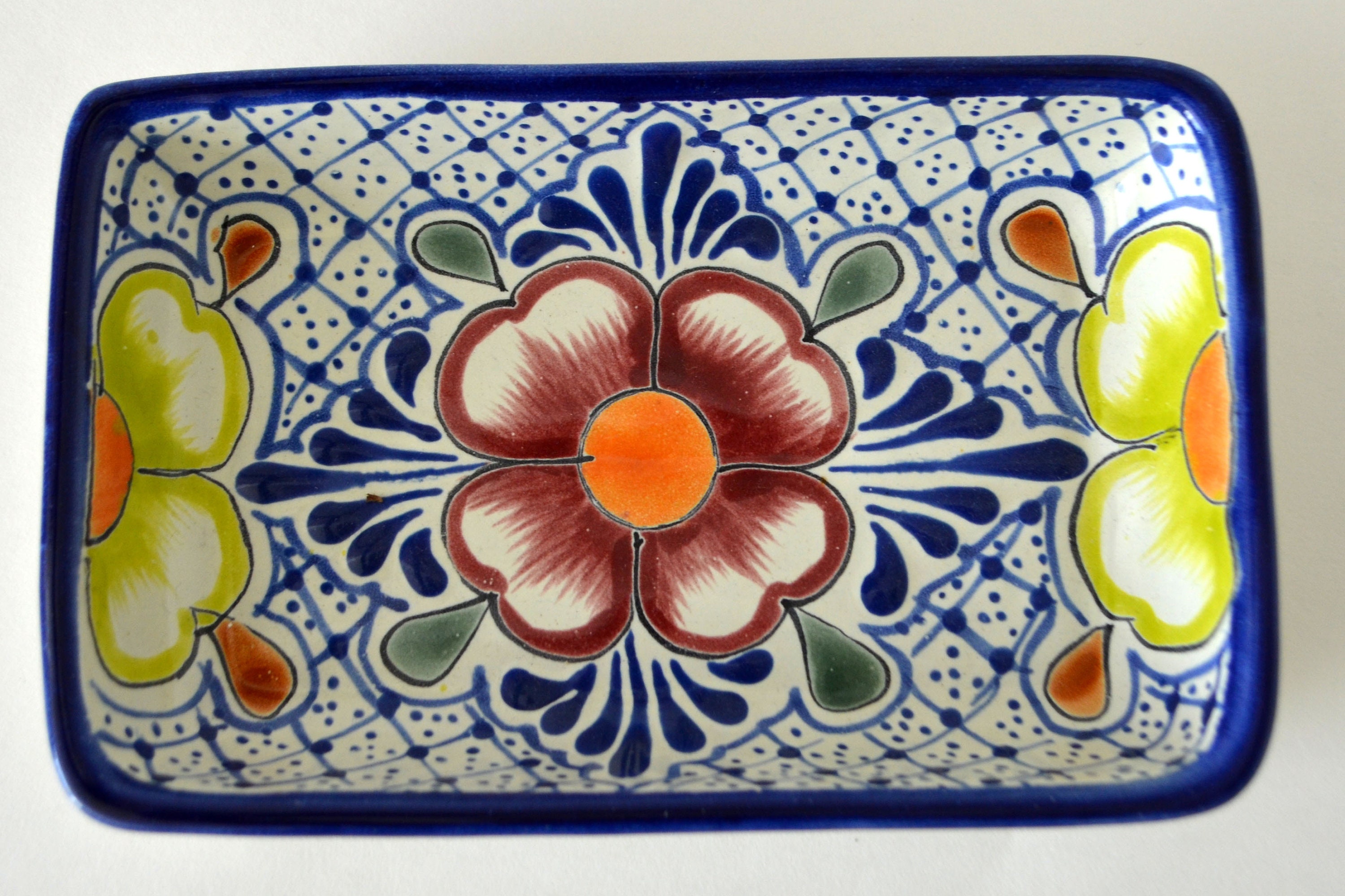 Blue Hand Painted Talavera Serving Dish - Etsy