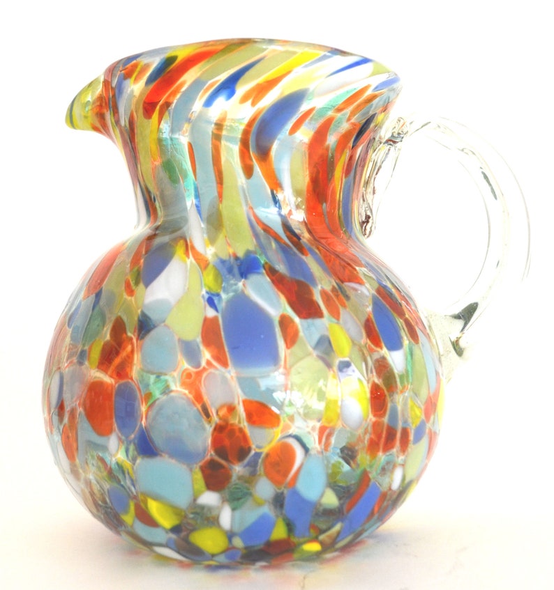 Hand Blown Small Glass Pitcher With Multicolor Sparks Balloon - Etsy
