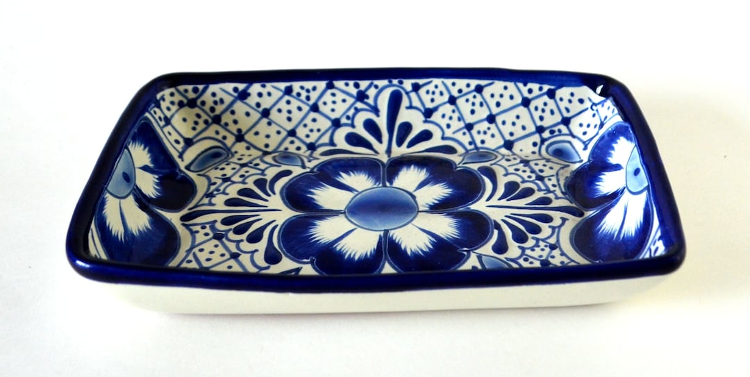 Blue Hand Painted Talavera Serving Dish - Etsy
