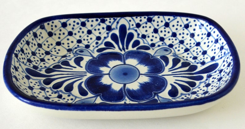 Blue Hand Painted Talavera Serving Dish - Etsy