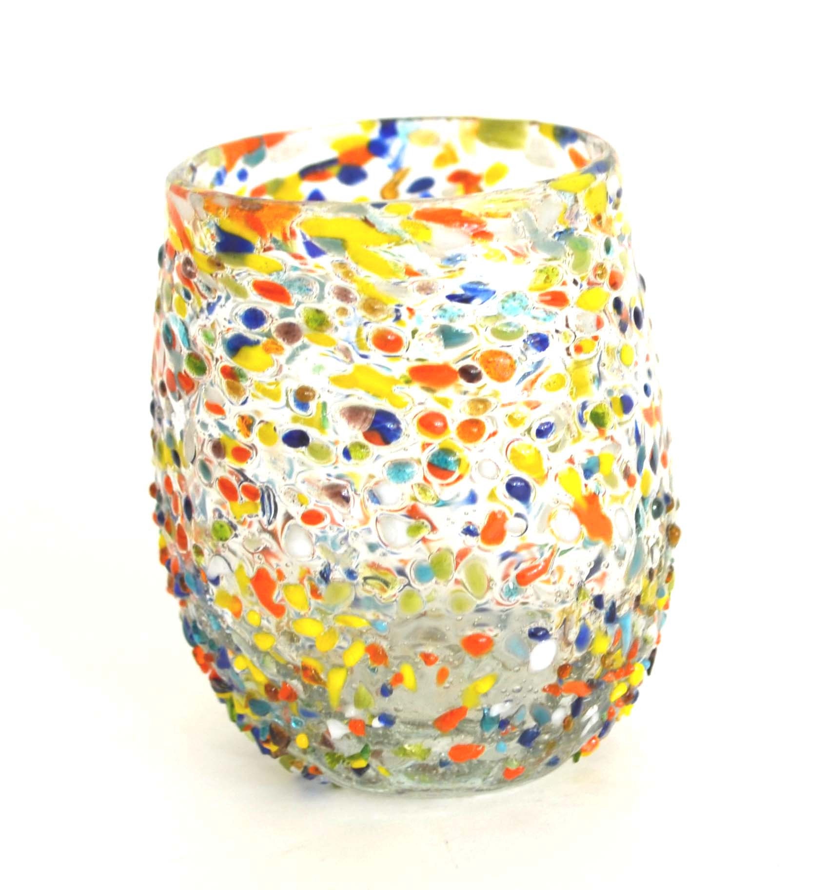 Set of 4 Handblown Shot Glass With Multicolor Sparks From - Etsy