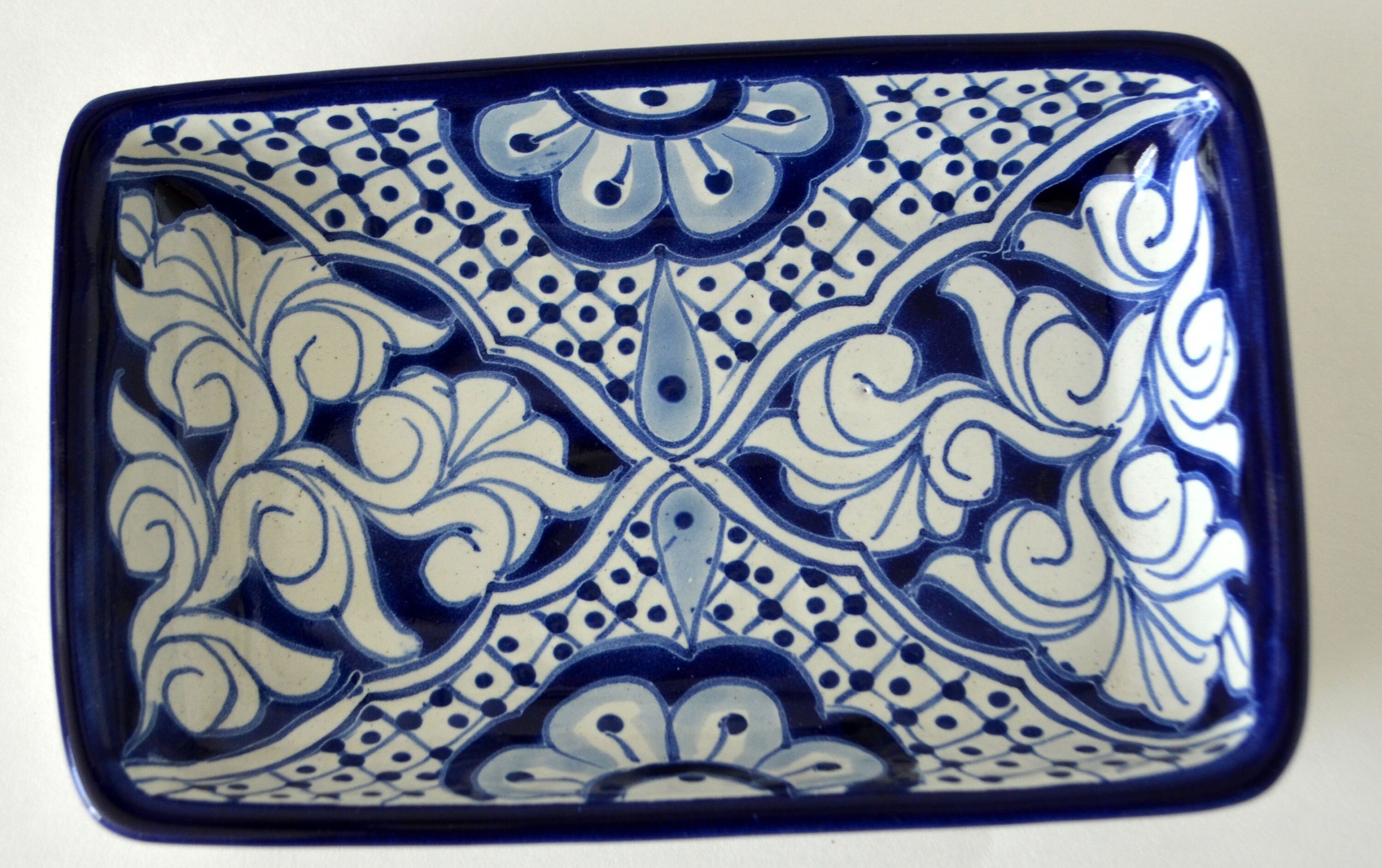 Blue Hand Painted Talavera Serving Dish - Etsy