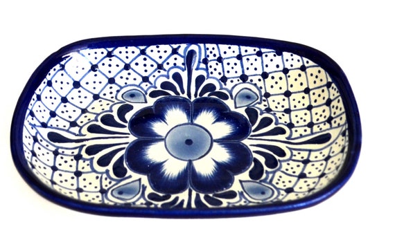 Blue Hand Painted Talavera Serving Dish | Etsy