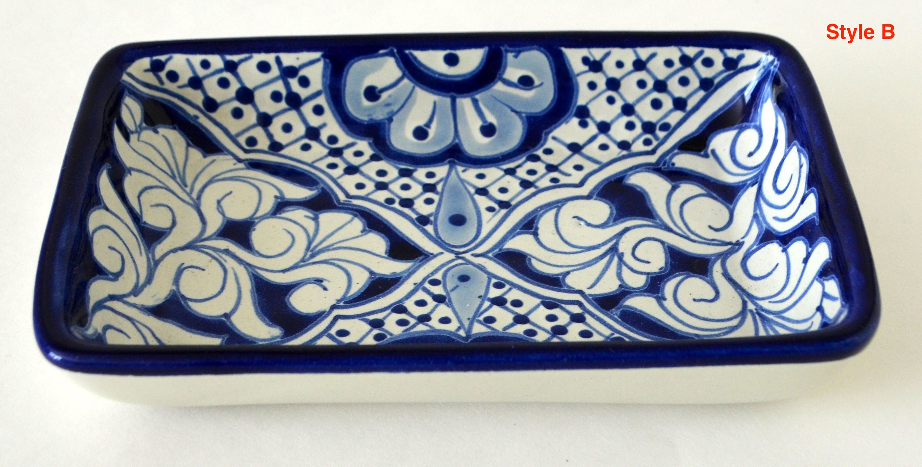 Blue Hand Painted Talavera Serving Dish - Etsy