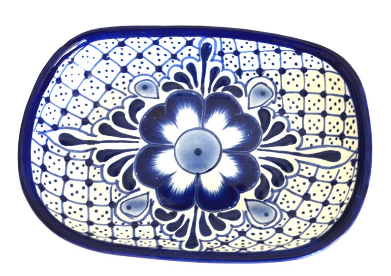 Blue Hand Painted Talavera Serving Dish - Etsy