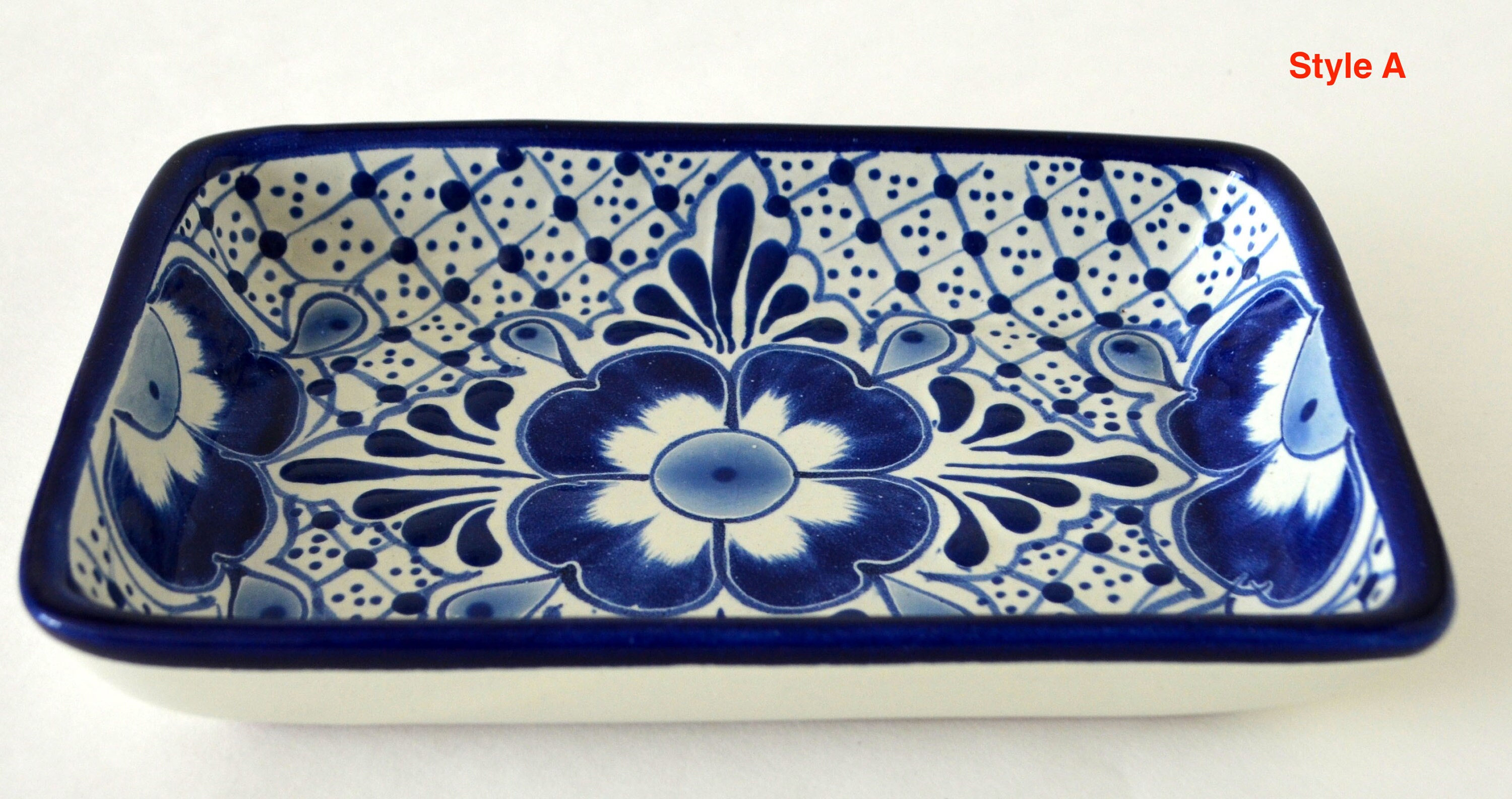 Blue Hand Painted Talavera Serving Dish - Etsy