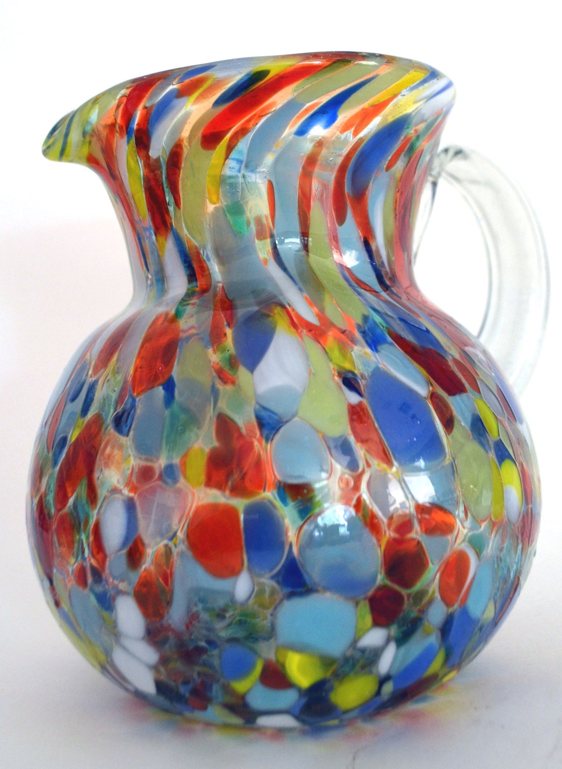 Hand Blown Small Glass Pitcher With Multicolor Sparks Balloon - Etsy