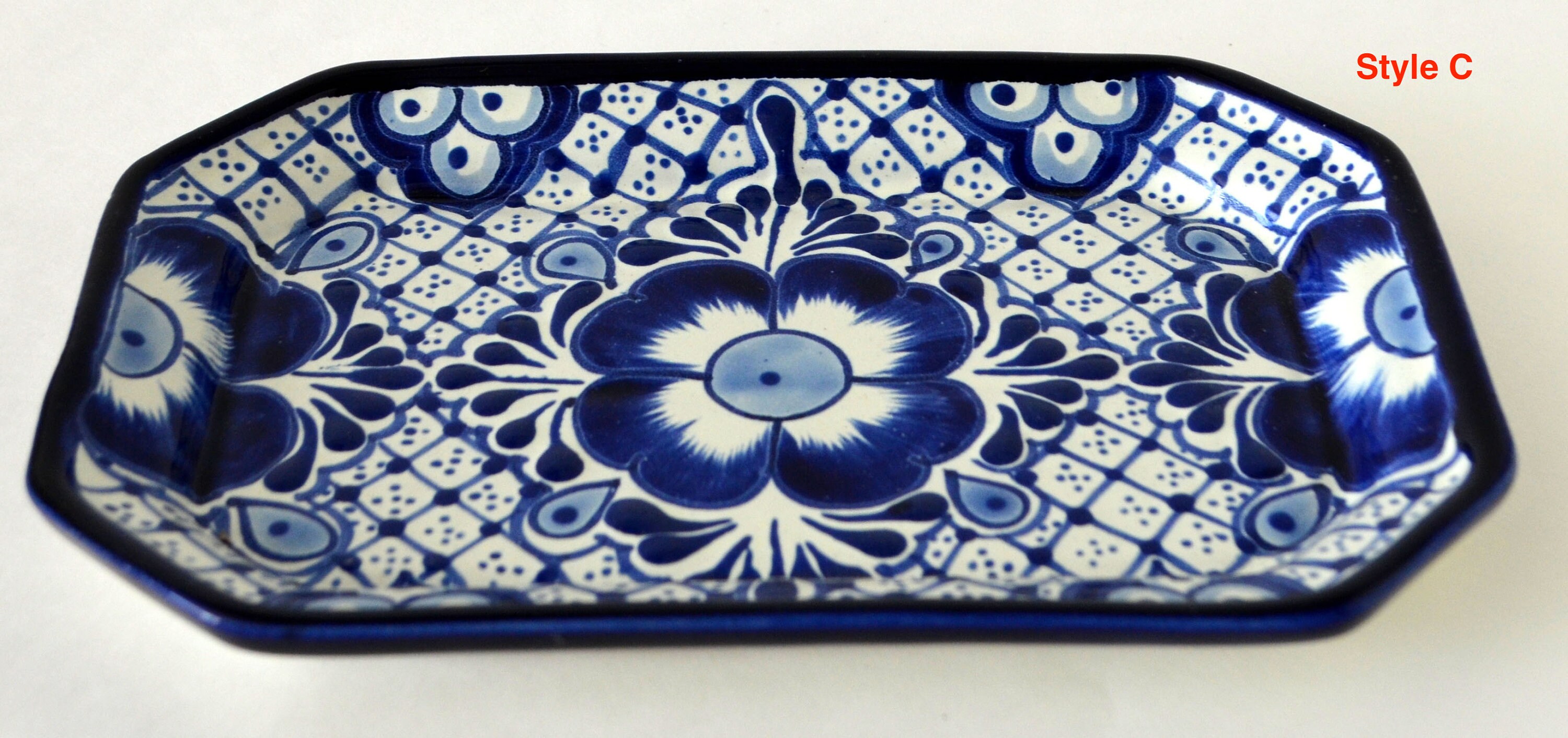 Blue Hand Painted Talavera Serving Dish - Etsy