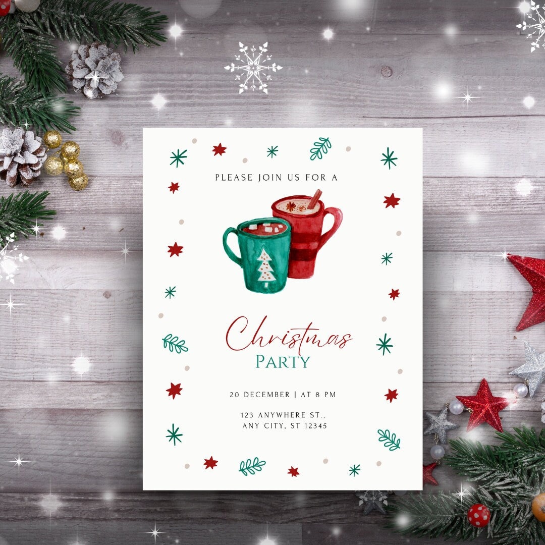 Editable Christmas Party Invitation, Digital Christmas Invite, Holiday ...