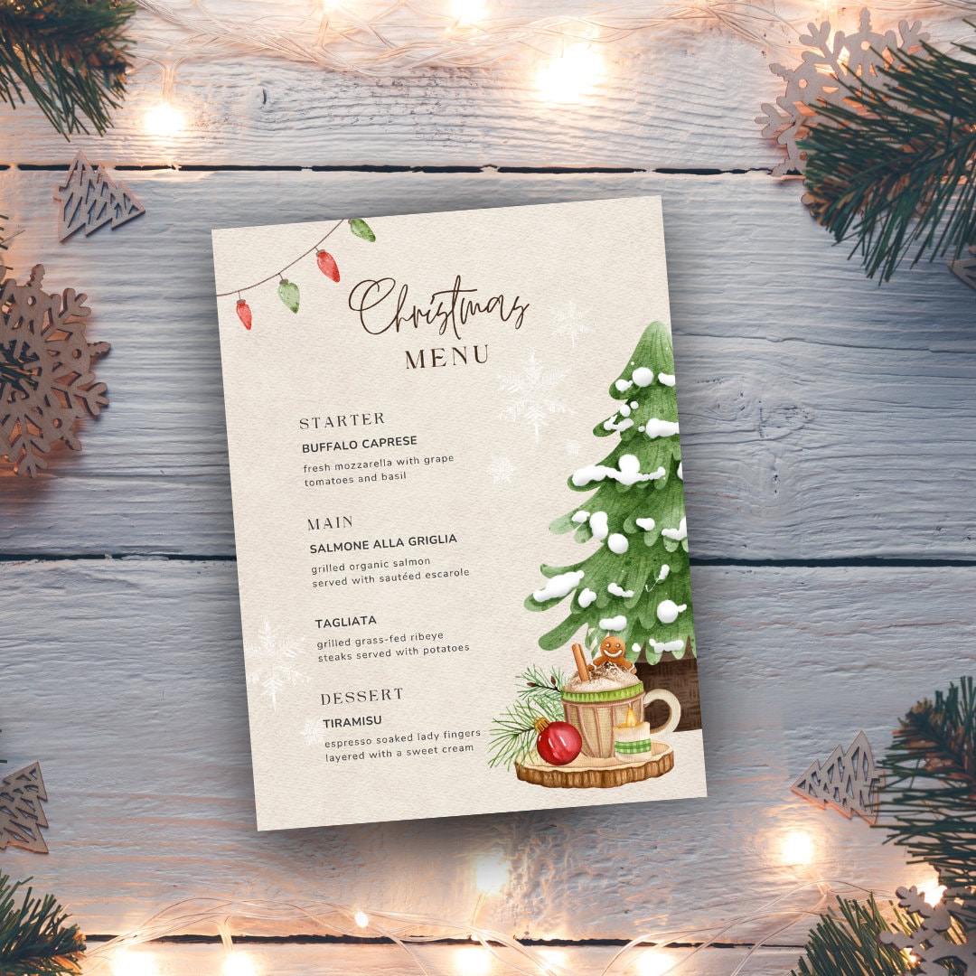 Editable Christmas Dinner Menu Template, Printable Christmas Menu ...