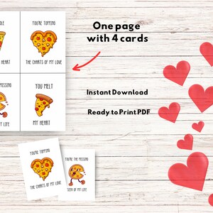 PRINTABLE Cute Pizza Valentine Cards - Set of 4 | Instant Download ...