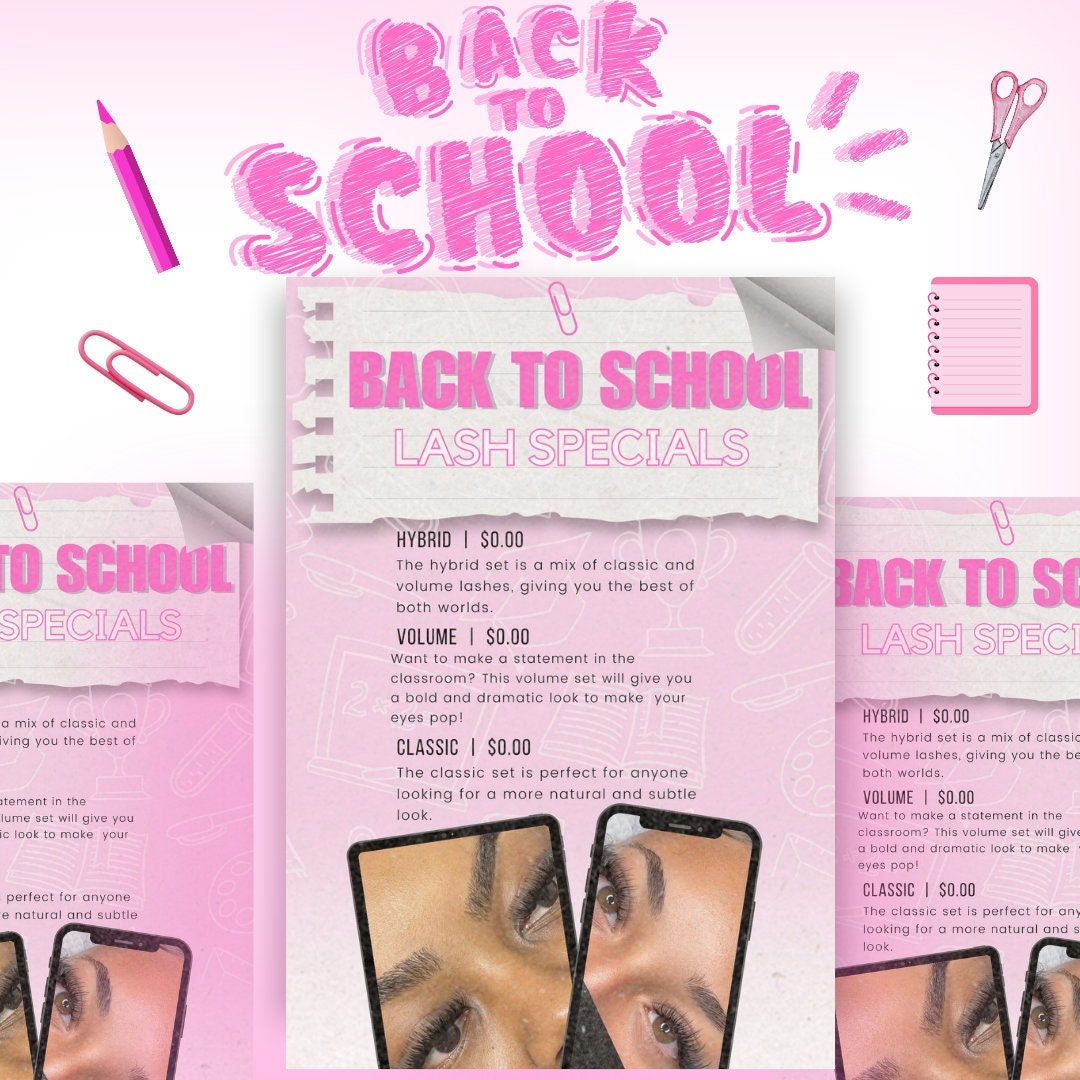 Back to School Lash Special Flyer, DIY Lash Extensions Flyer, Book Now ...