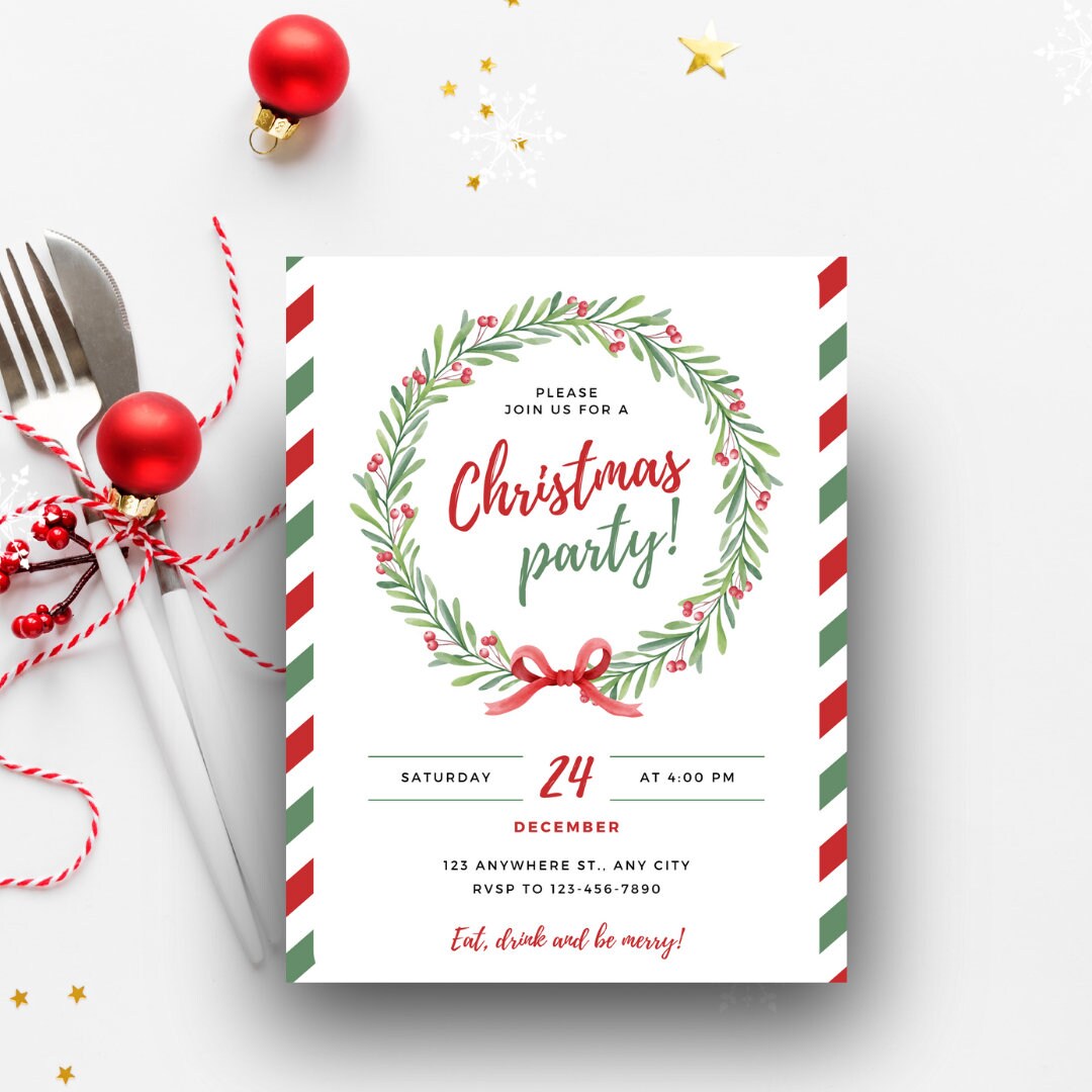 Editable Christmas Party Invitation, Digital Christmas Invite, Holiday ...