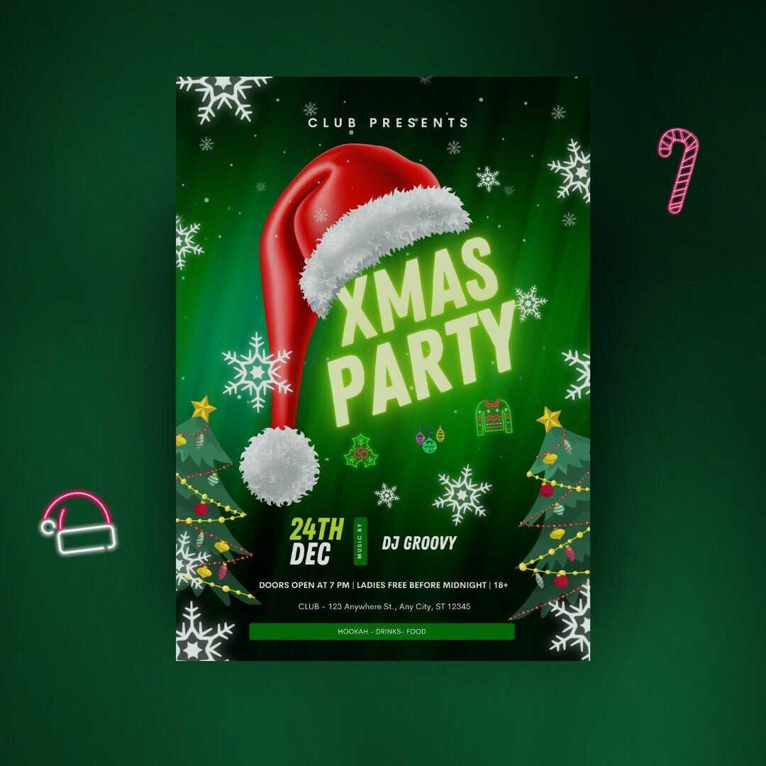 Christmas Events Flyer, DIY Flyer Template Design, Holiday Party Flyer ...