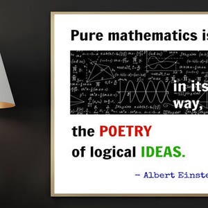 Einstein Print, Digital Print, Printable Art, Math Quote, Math and ...