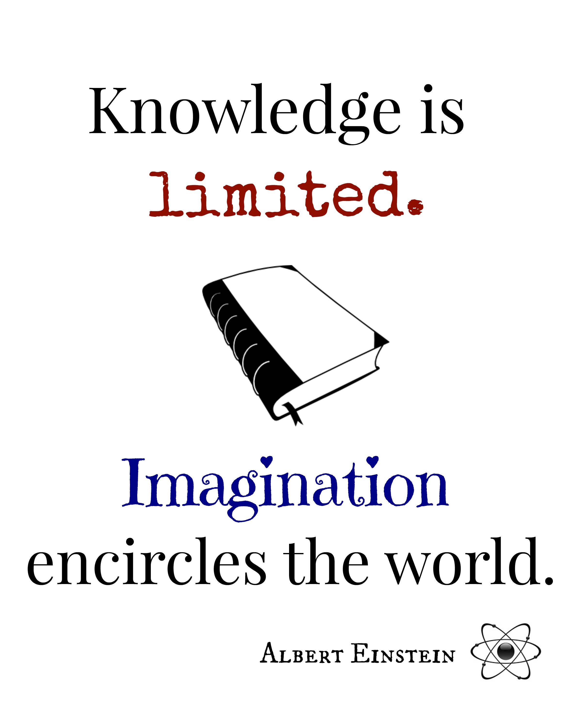 Einstein Print, Knowledge is Limited Imagination Encircles the World ...