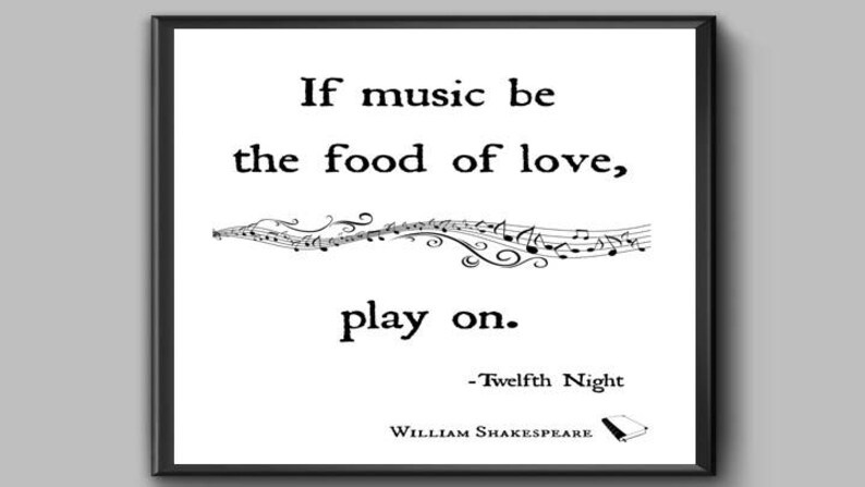 William Shakespeare Print, If Music Be the Food of Love, Play On ...