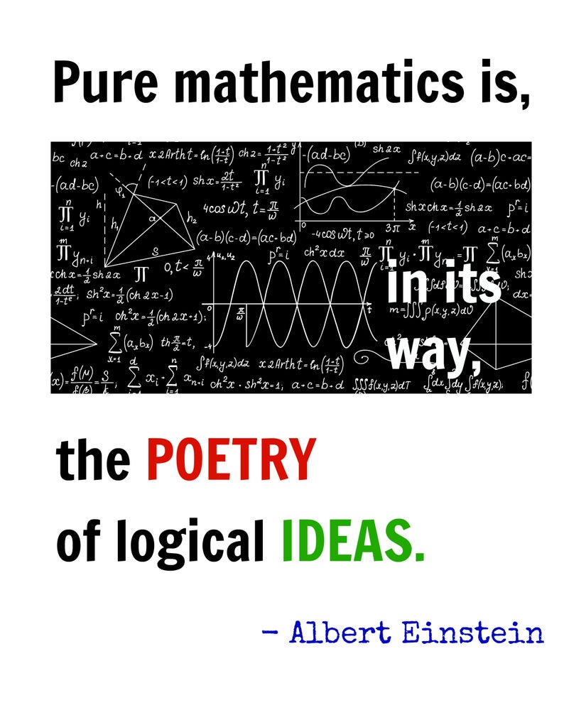 Einstein Print, Digital Print, Printable Art, Math Quote, Math and ...