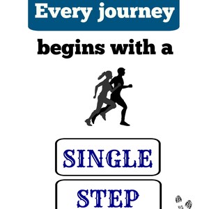 Running Print, Every Journey Begins With A Single Step, Digital Print ...