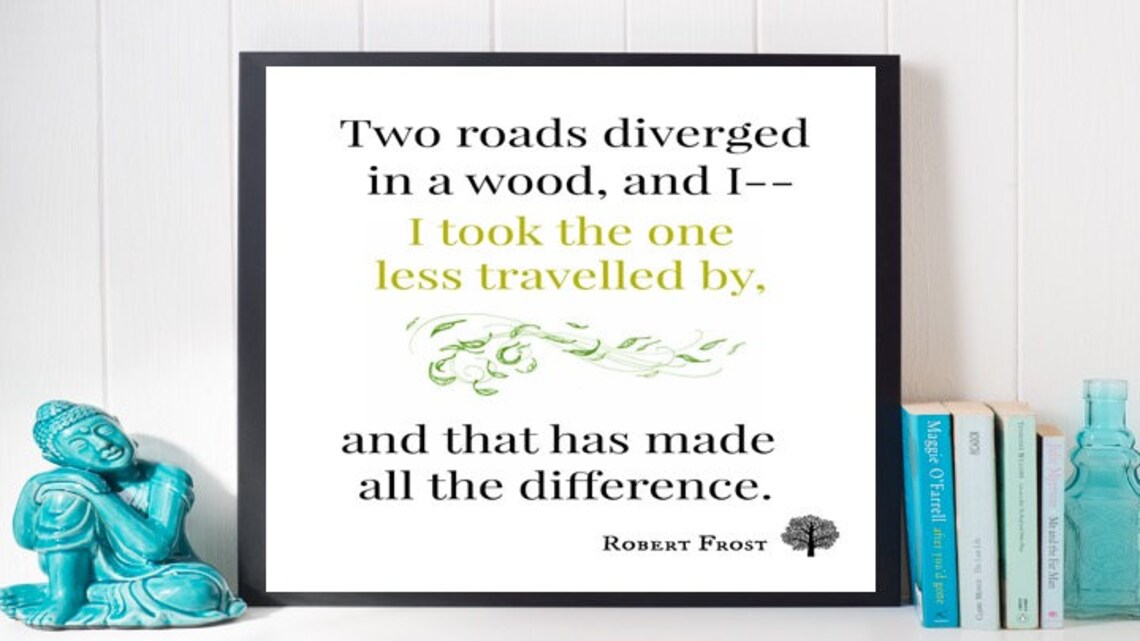 Robert Frost Print, "two Roads Diverged in a Yellow Wood", Digital ...
