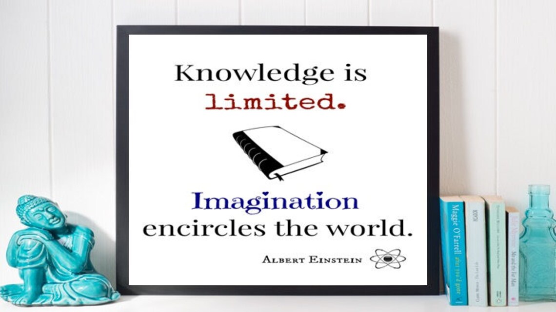Einstein Print, Knowledge is Limited Imagination Encircles the World ...